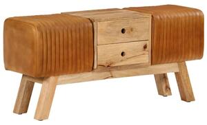 Gimnastička klupa smeđa 107 cm od prave kozje kože i drva manga | FAVI.hr