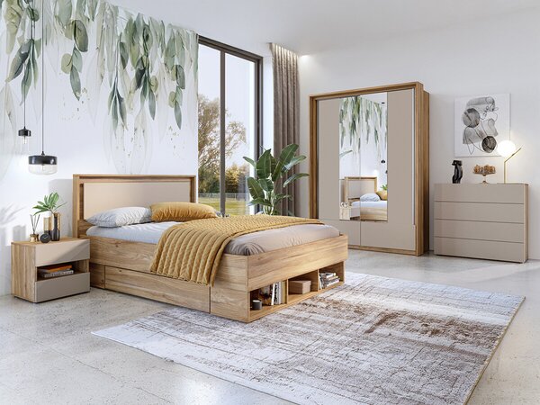 Set za spavaću sobu Vosalo 107, Hrast, Congo, Vrata ormari: Klizna vrata | FAVI.hr