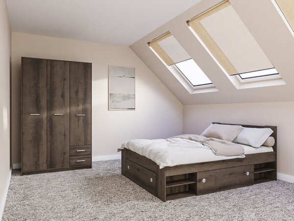 Set za spavaću sobu Novsore 158, Tamni hrast, Vrata ormari: Klasična vrata | FAVI.hr