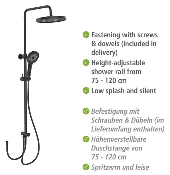Crni tuš set od nehrđajućeg čelika 120 cm Soft Water - Wenko | FAVI.hr