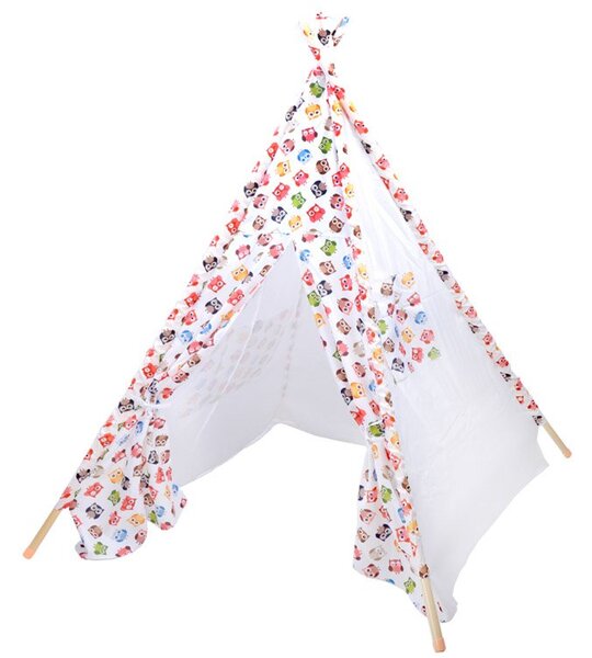 Tipi indijanski šator - bijeli sa šarenim sovicama | FAVI.hr