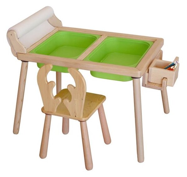 Woody Fashion Dječji stol set Roll and Chair - Green | FAVI.hr