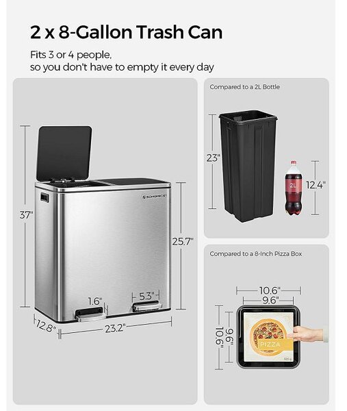 SONGMICS waste separation bin 2x30L | FAVI.hr