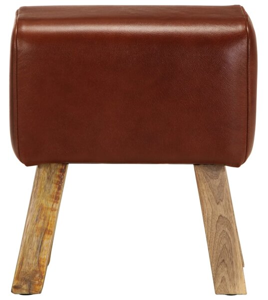 Gimnastička klupa smeđa 38 cm prava koža i masivno drvo manga | FAVI.hr