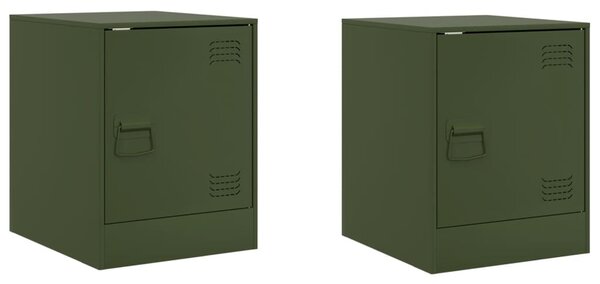 Noćni ormarići 2 kom maslinastozeleni 34,5 x 39 x 44 cm čelični | FAVI.hr