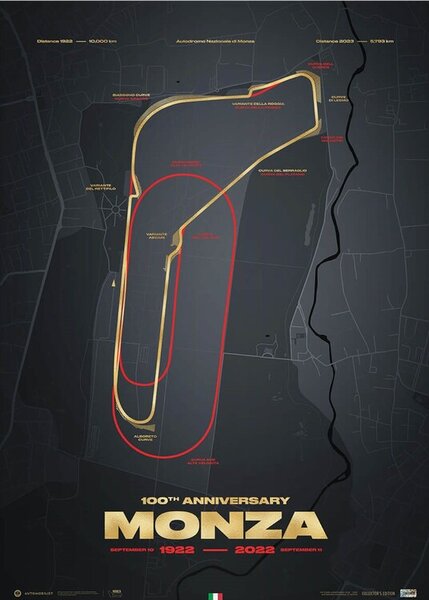Umjetnički tisak Monza Circuit - Track Evolution - 100th Anniversary ...