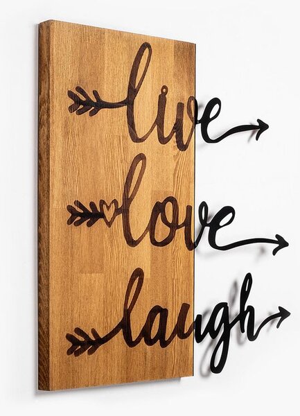 Wallity Ukrasni drveni zidni dodatak, Live Love Laugh - 369 | FAVI.hr