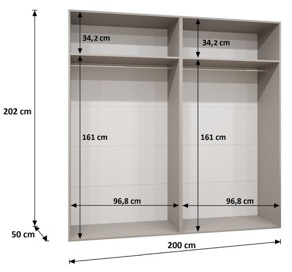 Zondo.hr Ormar za garderobu 200 cm Borry 2 (hrast artisan + crna ...