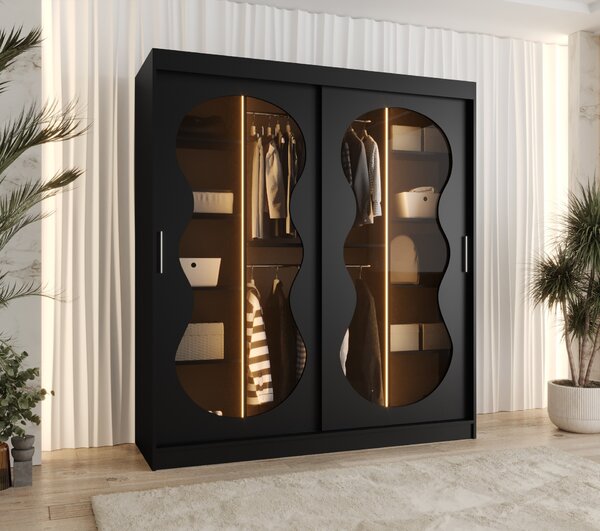 Zondo.hr Ormar za garderobu 180 cm Boomer 3 (crna) (s rasvjetom ...