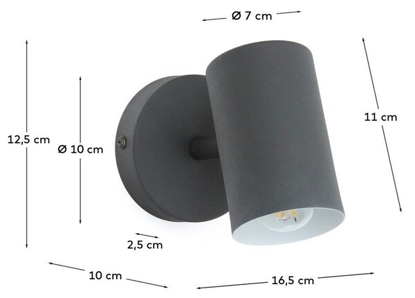 Crna metalna zidna lampa Manie – Kave Home | FAVI.hr